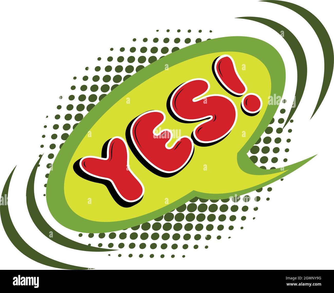 Comic lettering YES on white background - Vector illustration Stock ...