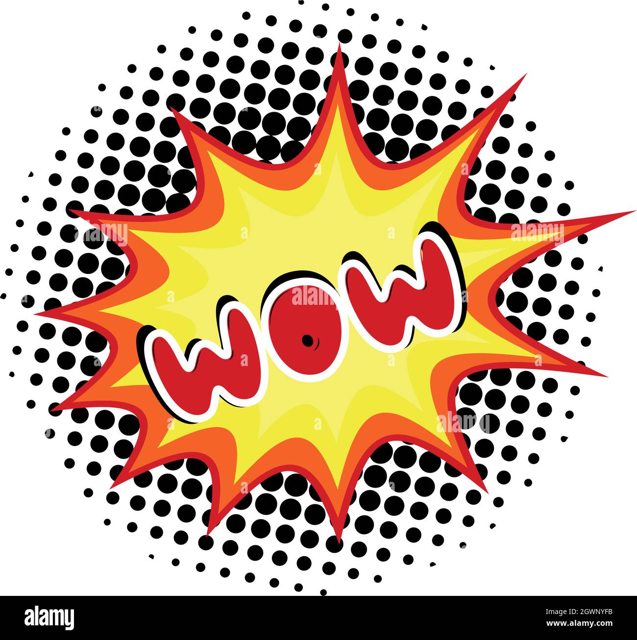 Comic lettering WOW on white background - Vector illustration Stock ...