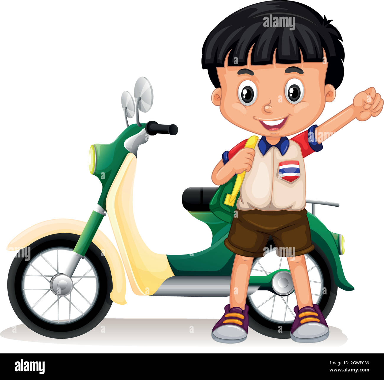 Little boy and motorcycle Stock Vector Image & Art - Alamy