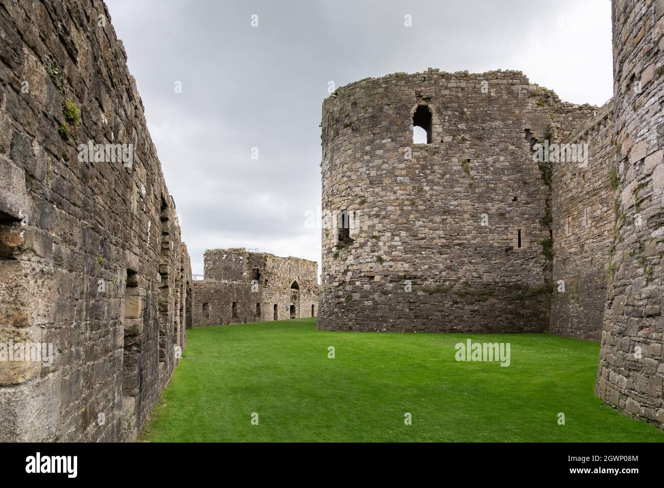 Beaumaris, Wales: Castle Outer Ward with view of Llanfaes Gate and ...