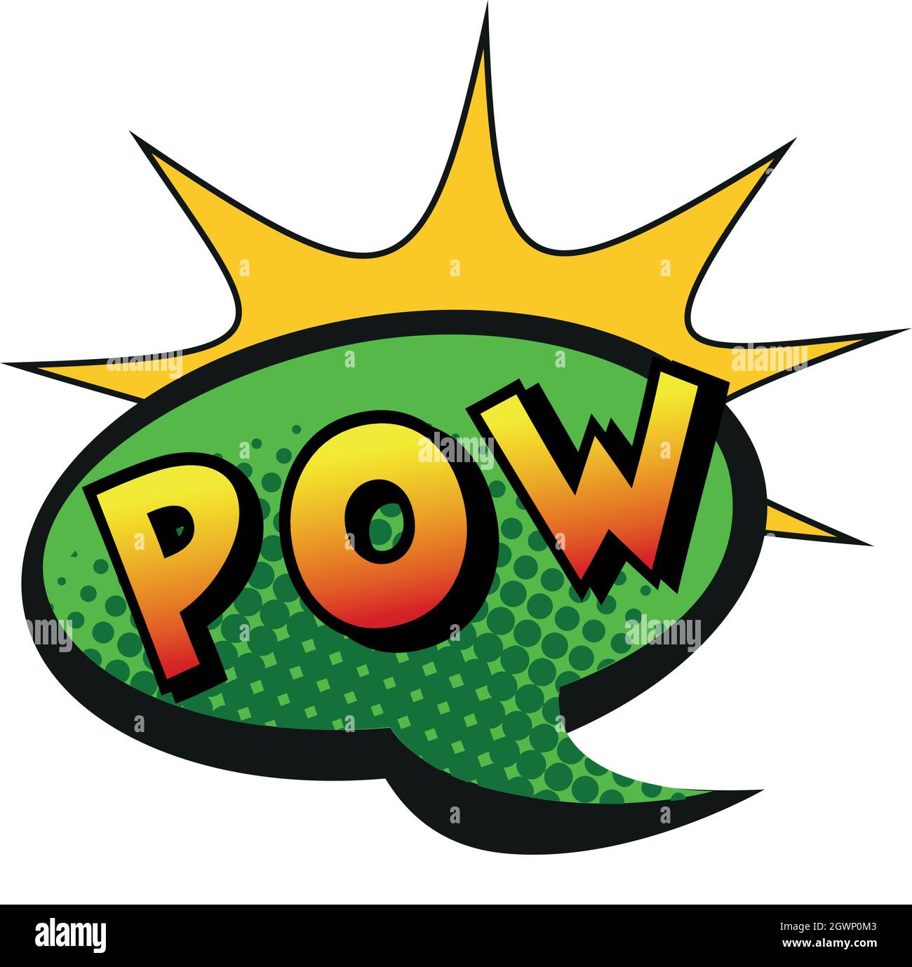 Comic lettering POW on white background - Vector illustration Stock ...