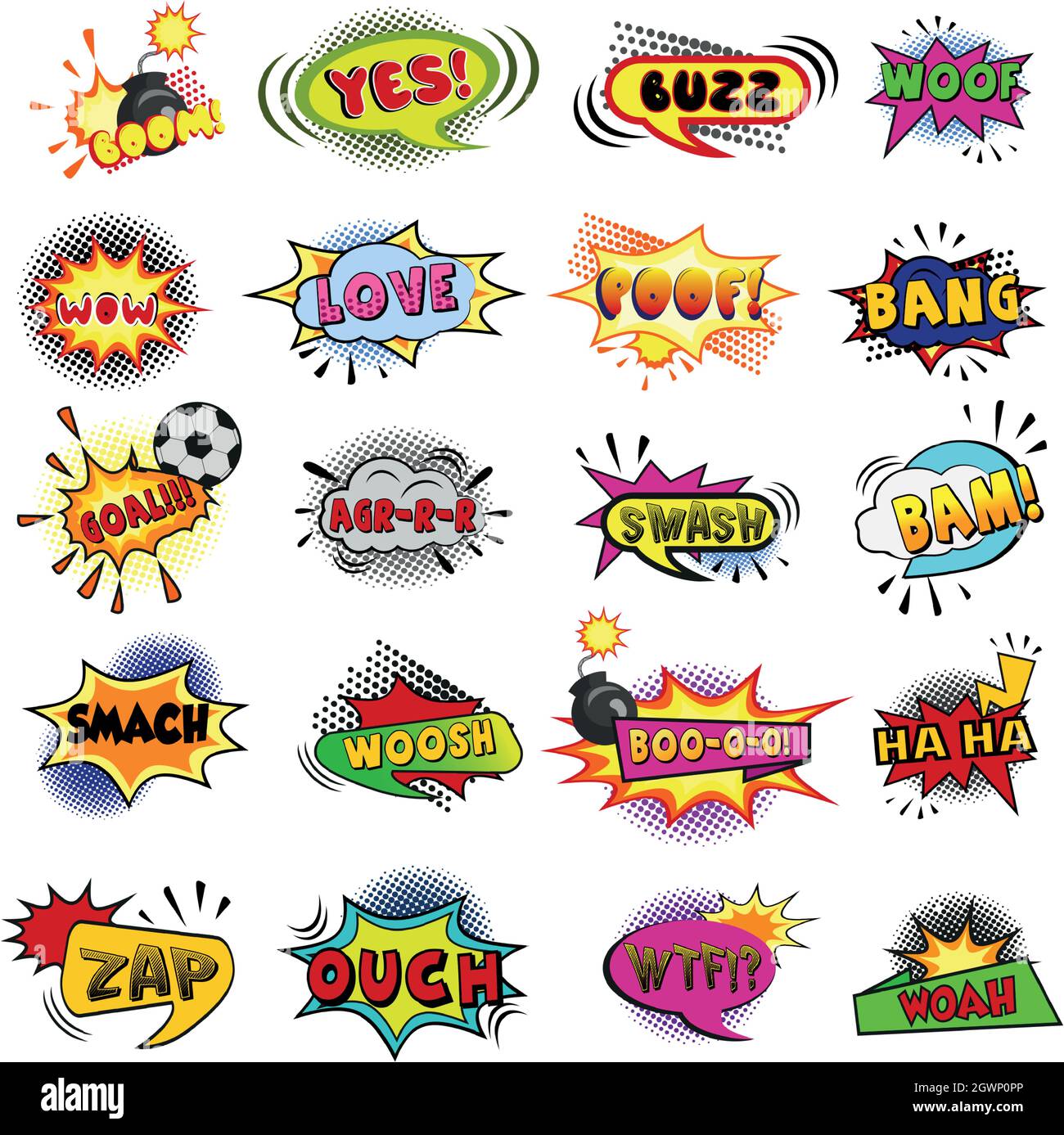 Comic book lettering collection on white background - Vector ...