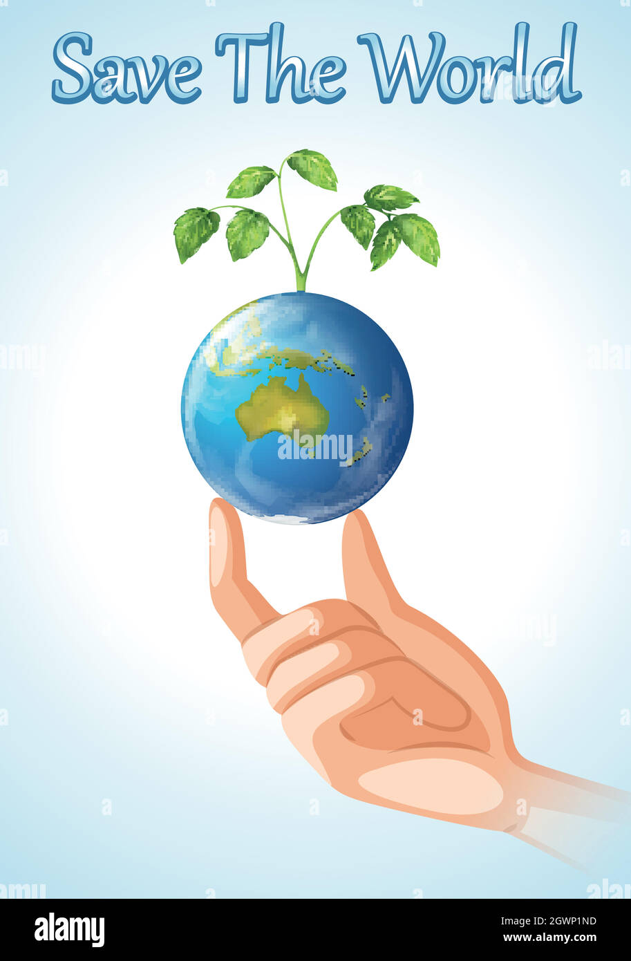 Save the world design with earth and plant Stock Vector Image & Art - Alamy