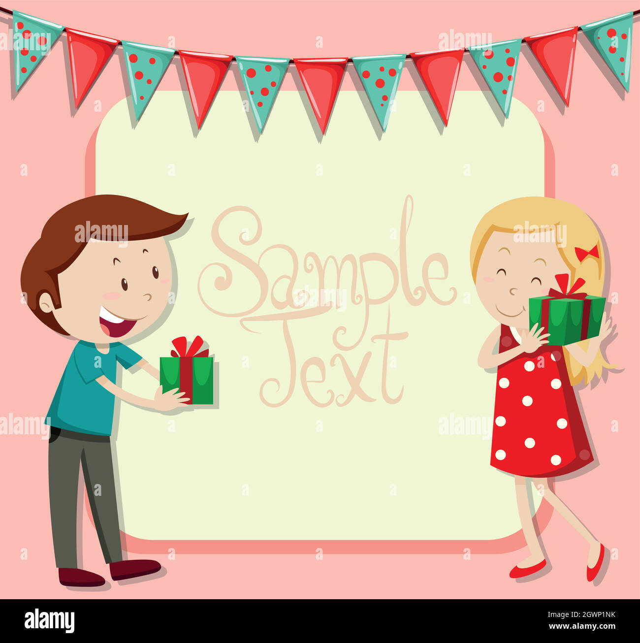 Boy and girl with present boxes Stock Vector Image & Art - Alamy