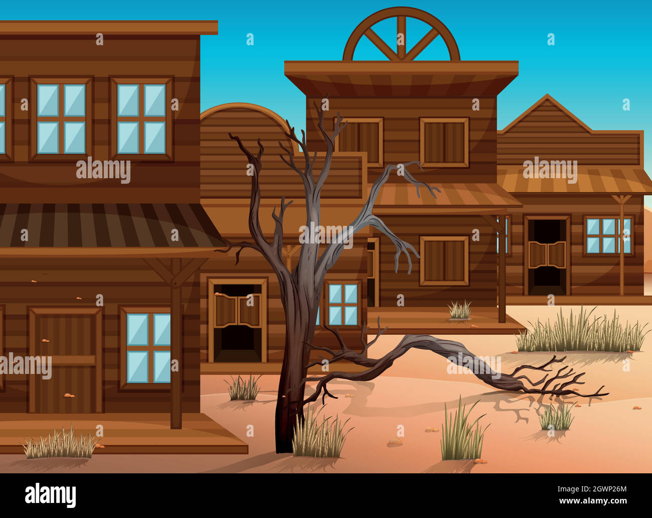 Western styles of buildings in town Stock Vector Image & Art - Alamy