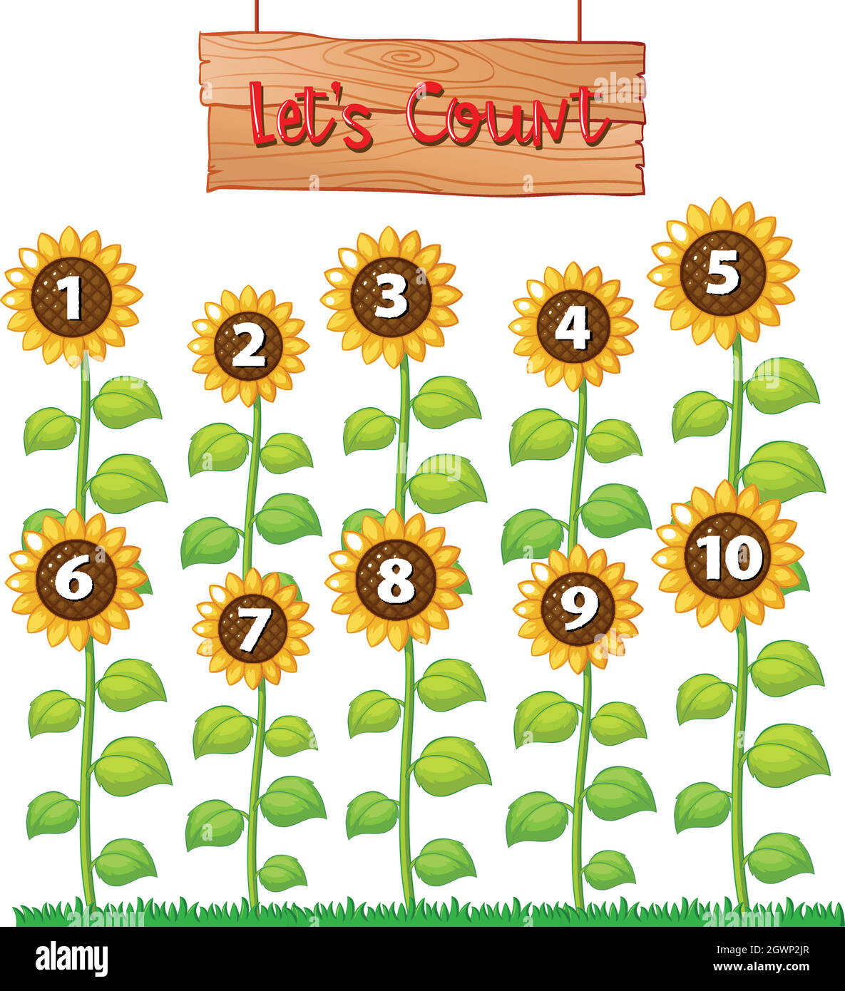 Lets count poster with sunflowers Stock Vector Image & Art - Alamy