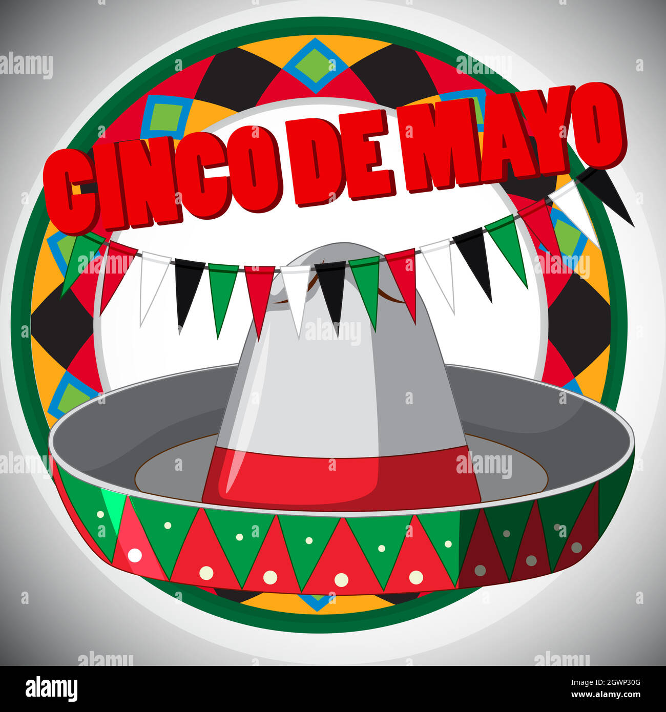 Cinco de Mayo card template with hat and flags Stock Vector Image & Art ...