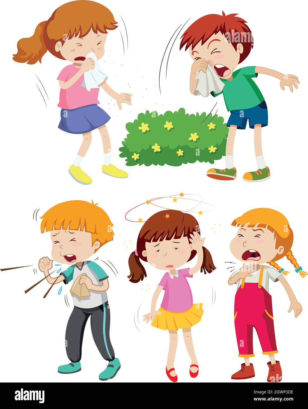 Children having cold and fever Stock Vector Image & Art - Alamy