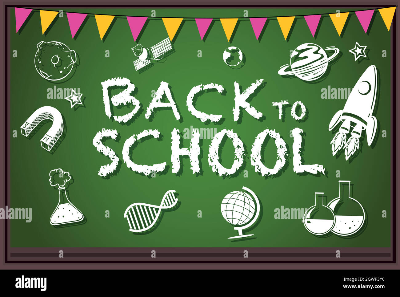 Back to school theme with writing on board Stock Vector Image & Art - Alamy
