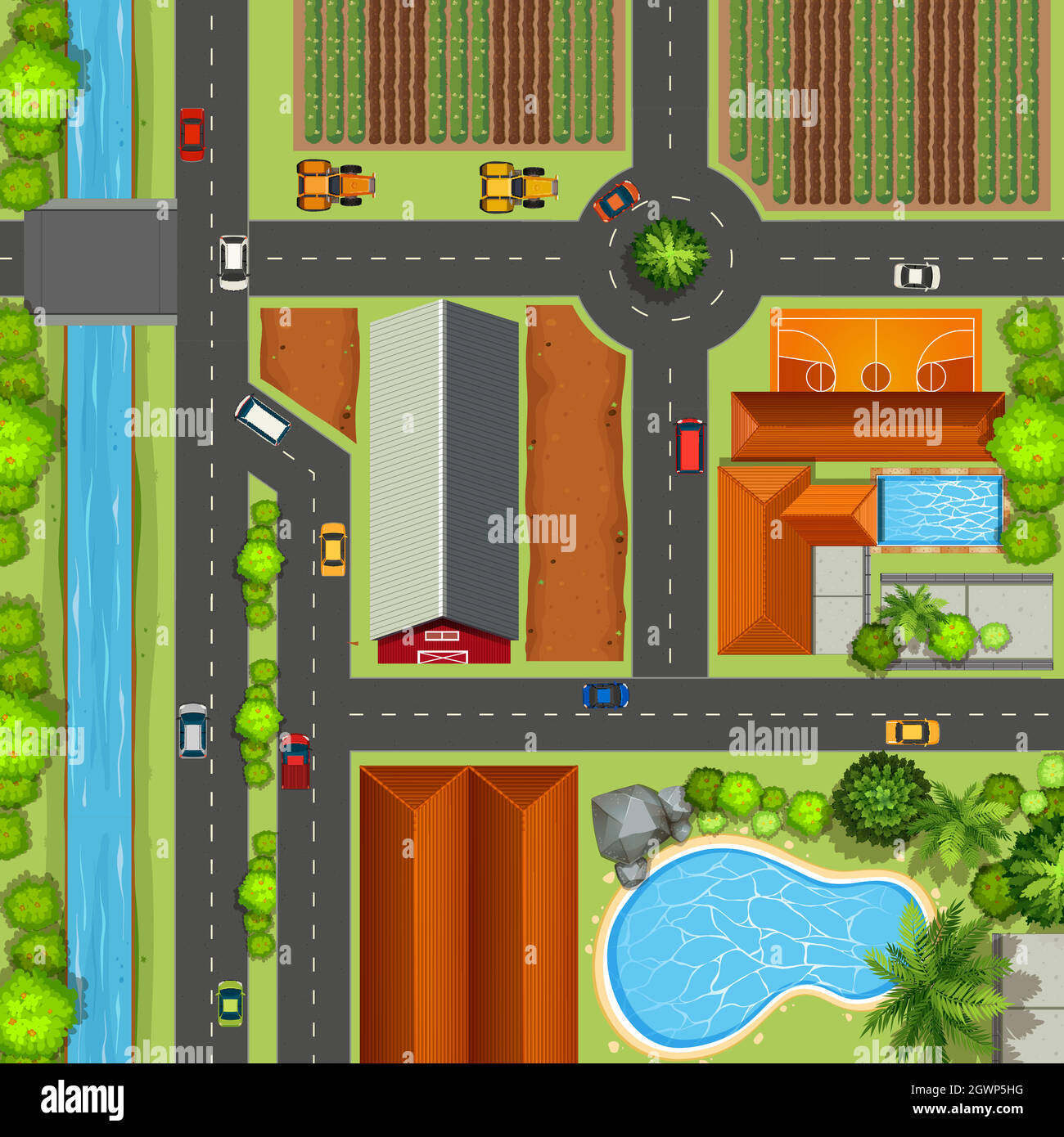 Roundabout top view Stock Vector Images - Alamy