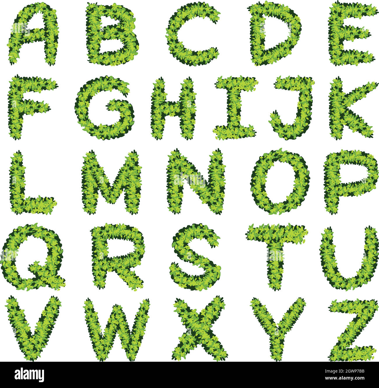Alphabet design in green leaves Stock Vector Image & Art - Alamy