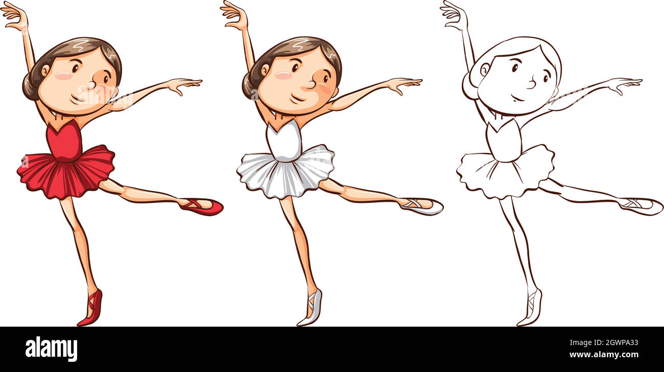 Doodle character for girl doing ballet Stock Vector Image & Art - Alamy