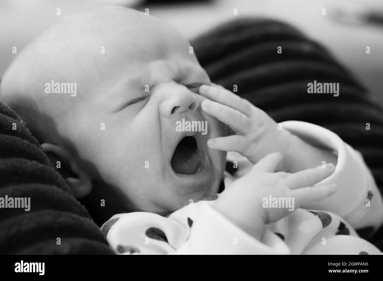 Baby Yawning Innocent Black and White Stock Photos & Images - Alamy