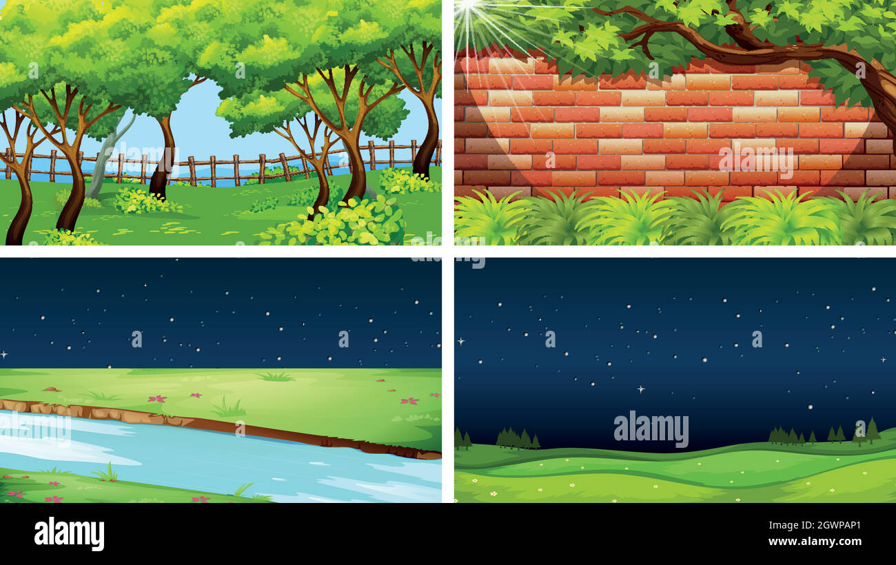 Set of nature scenes day nd night Stock Vector Image & Art - Alamy