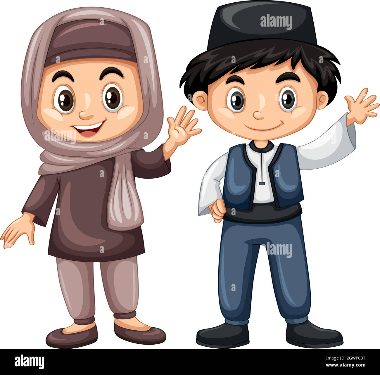Turkish boy and girl in traditional costume Stock Vector Image & Art ...