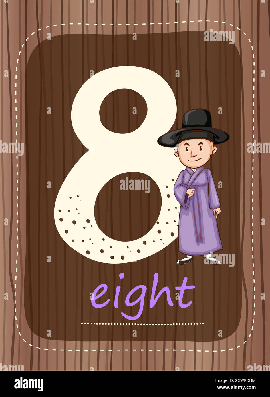 Flashcard number 8 with number and word Stock Vector Image & Art - Alamy