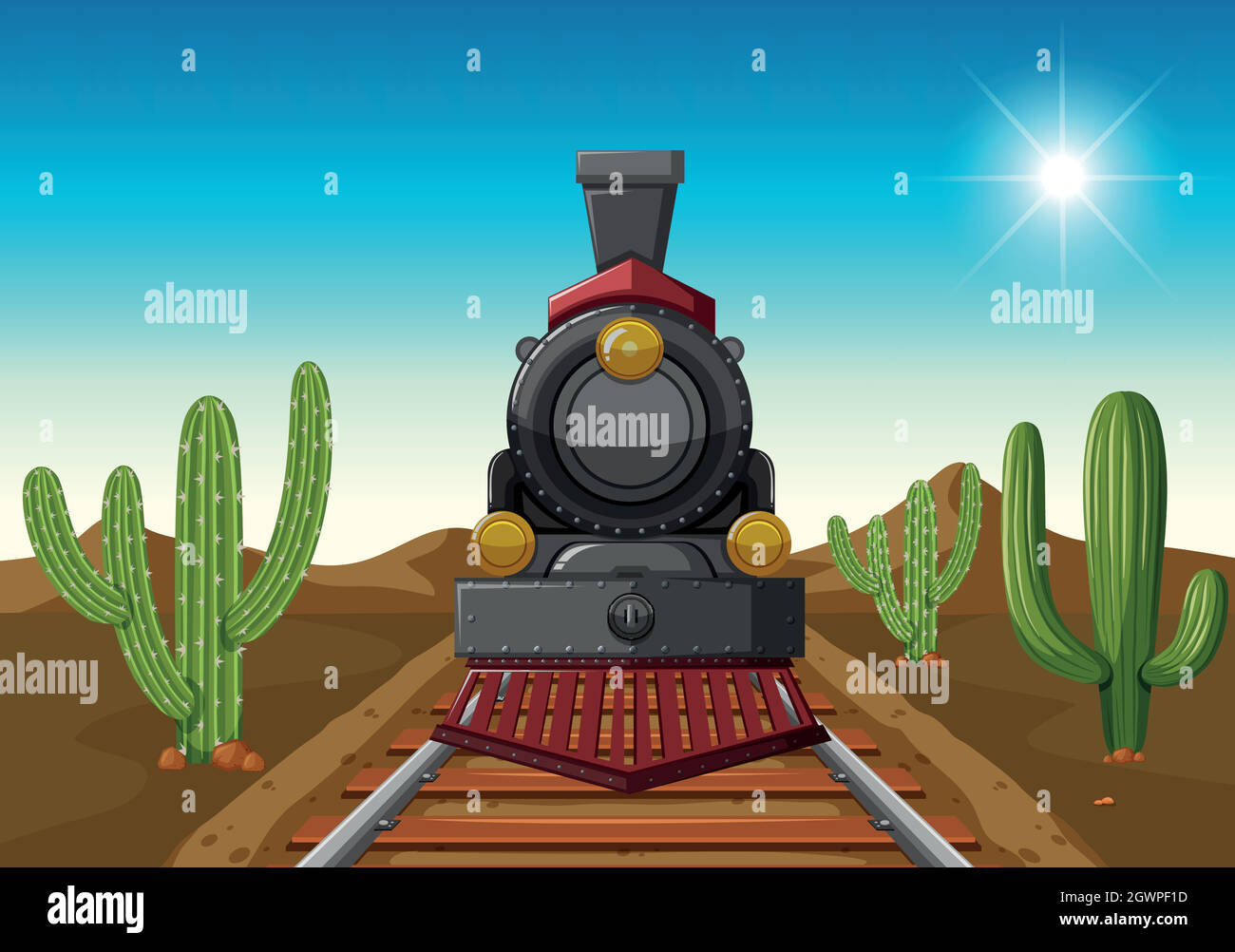 Train ride in middle of desert Stock Vector Image & Art - Alamy