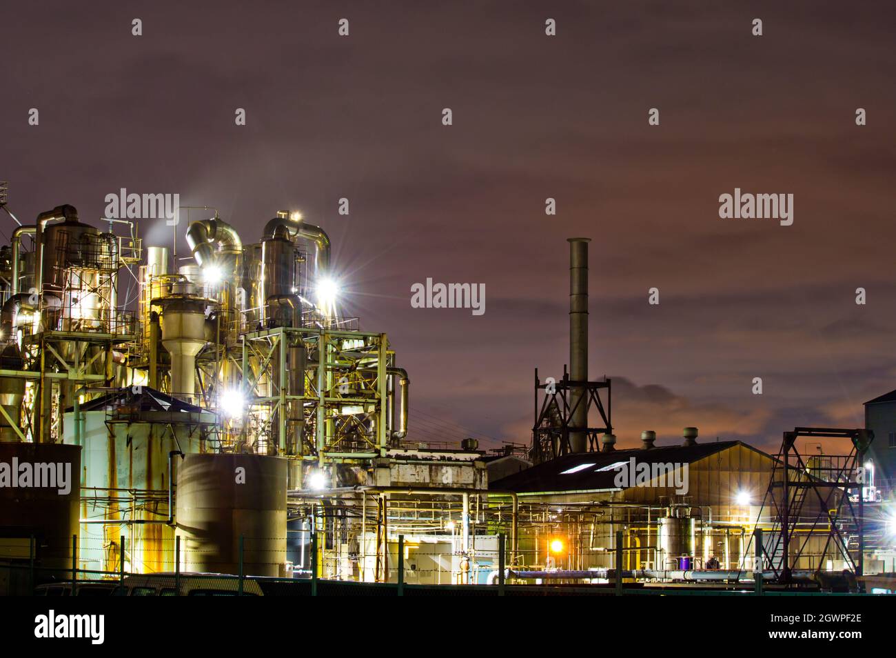 Night View Of The Factory Stock Photo - Alamy