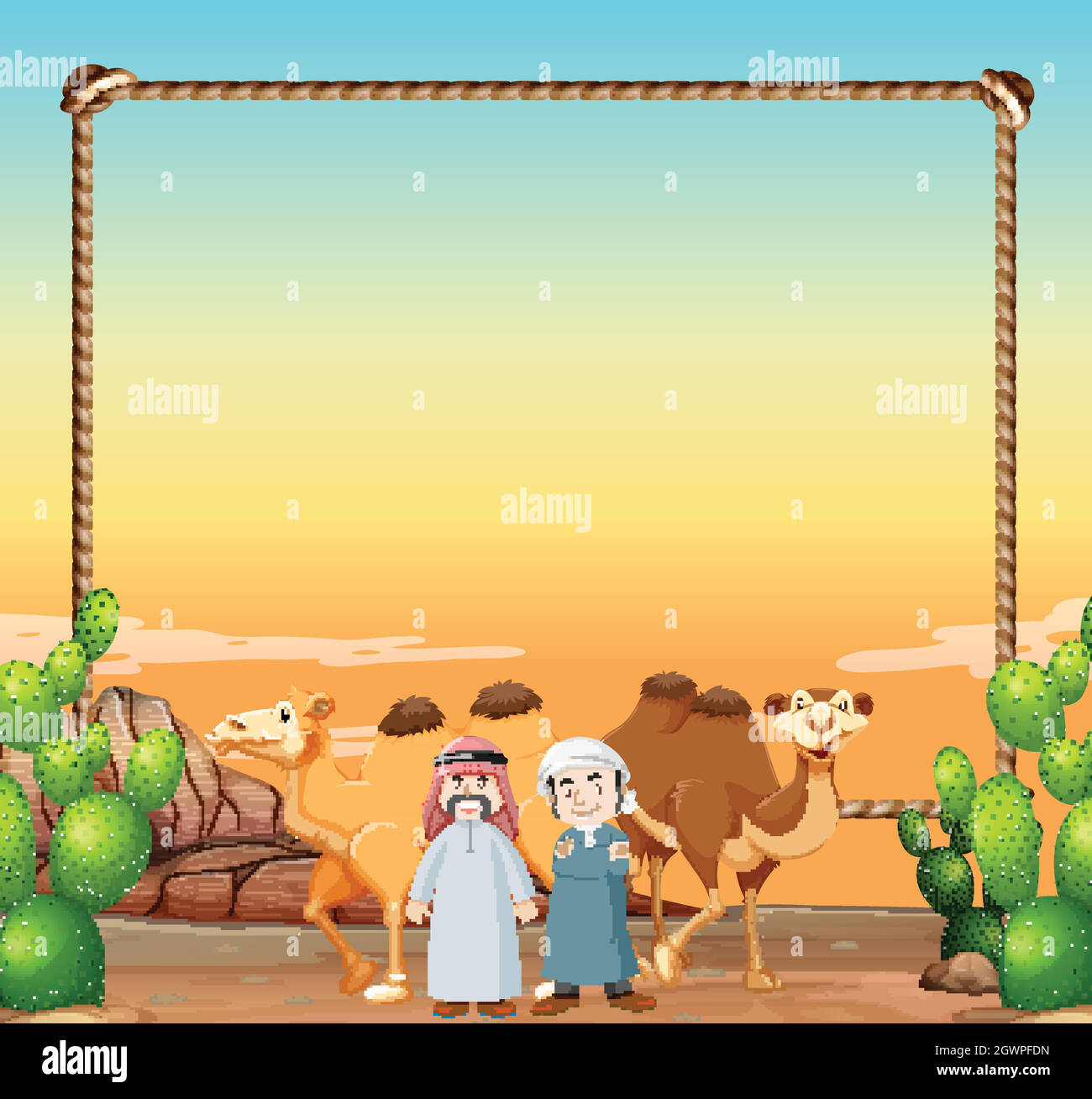 Border template with camels and Arab men Stock Vector Image & Art - Alamy