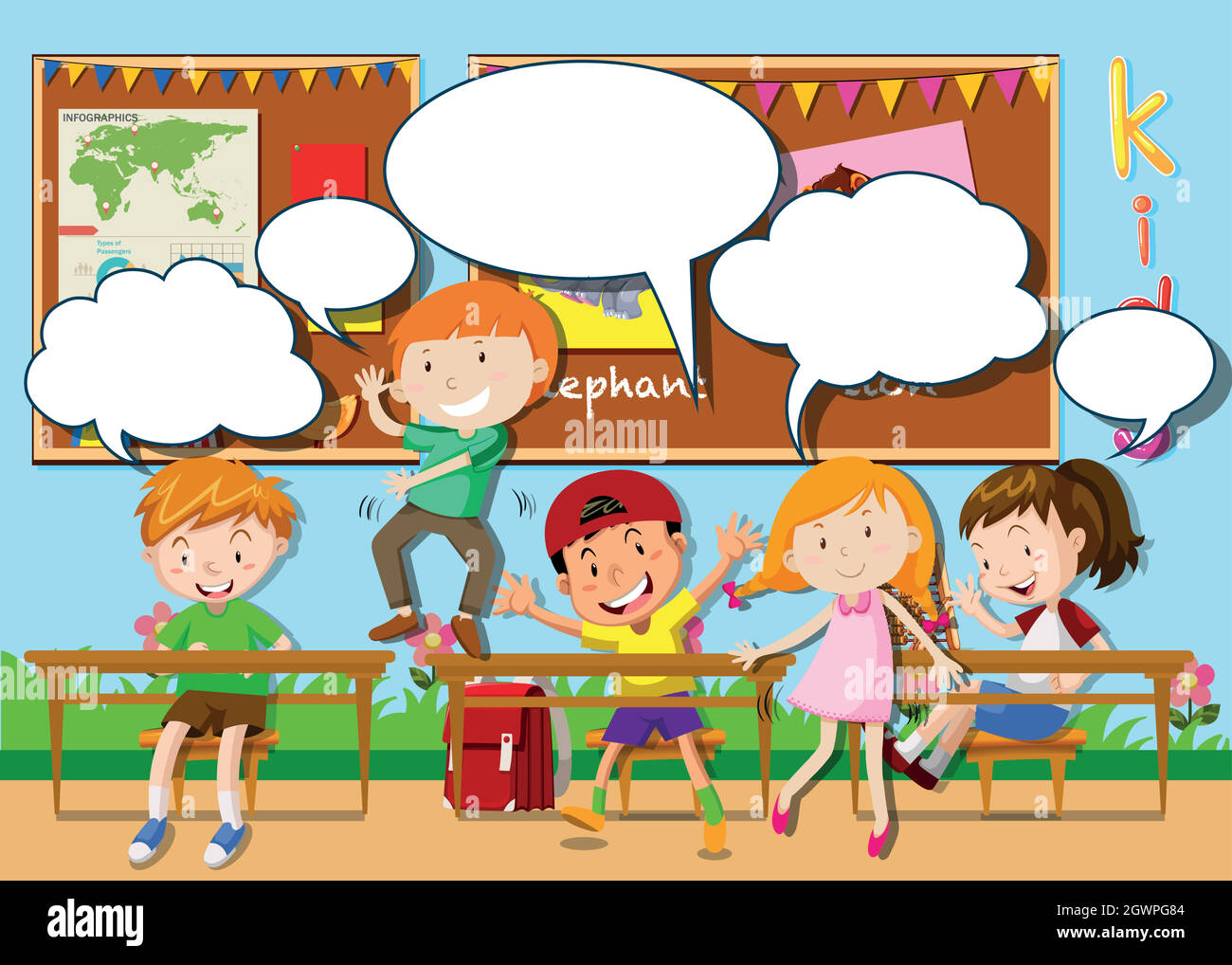 Children in class Stock Vector Images - Alamy