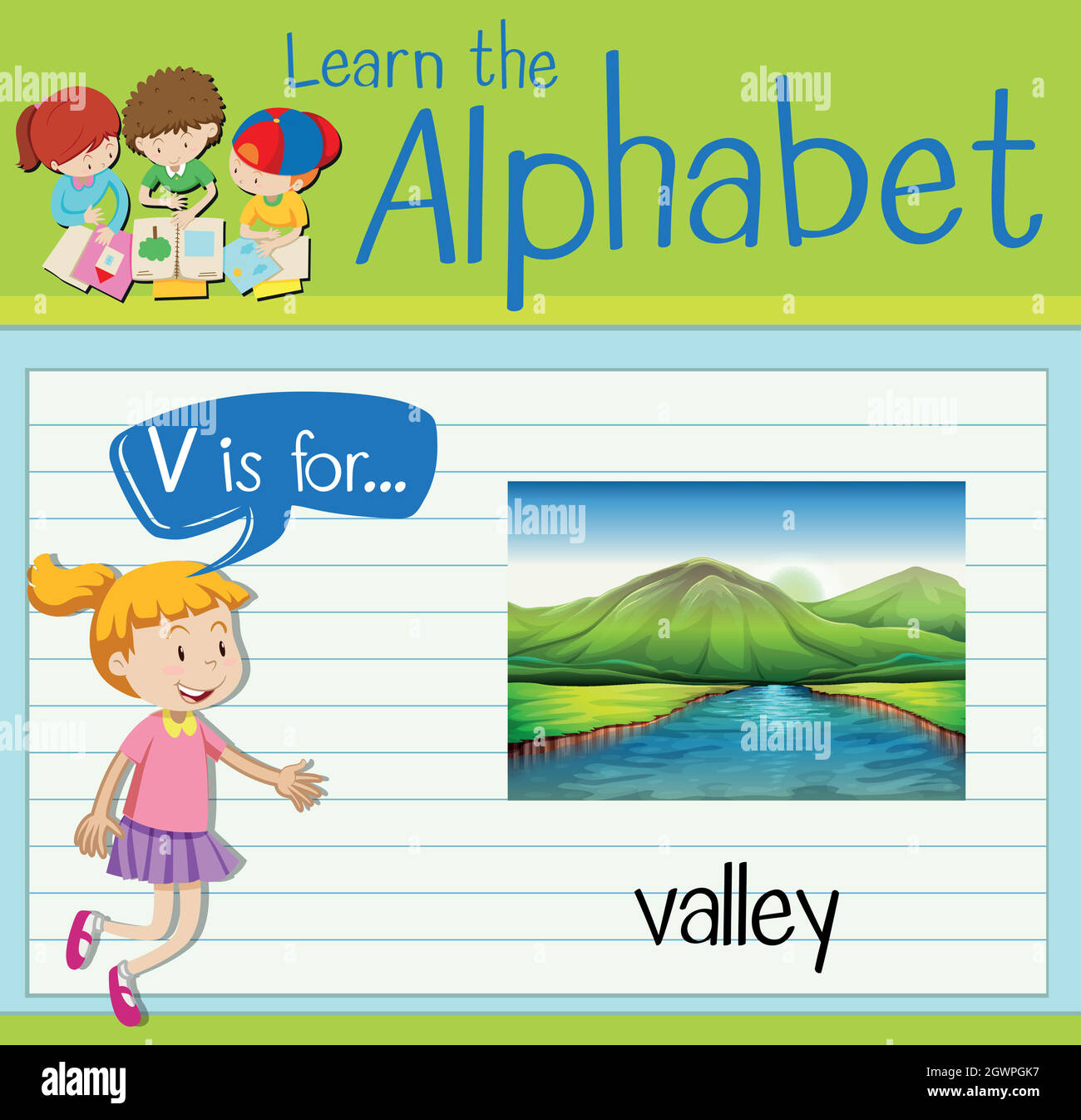 Flashcard letter V is for valley Stock Vector Image & Art - Alamy
