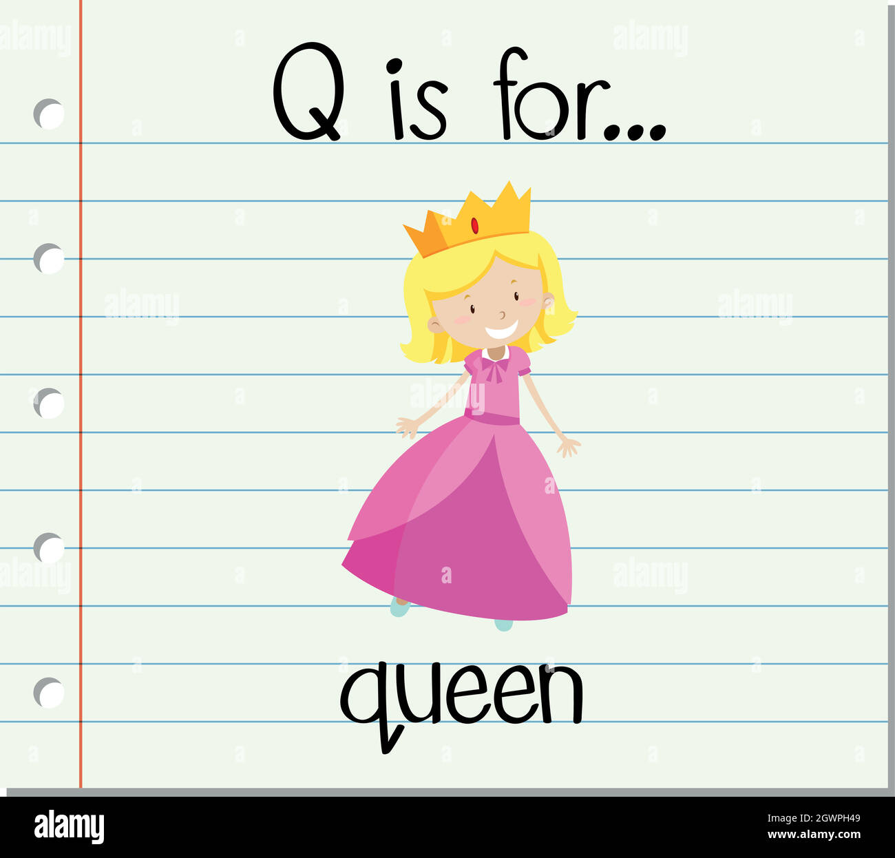 Flashcard letter Q is for queen Stock Vector Image & Art - Alamy