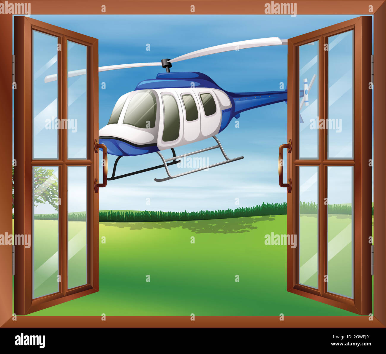 A window with a view of the chopper outside Stock Vector Image & Art ...