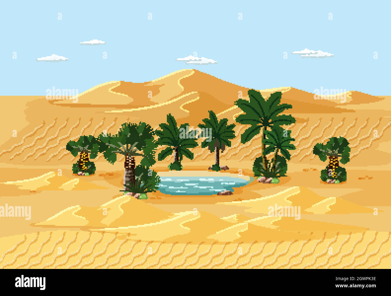 Desert landscape with nature tree elements scene Stock Vector Image ...