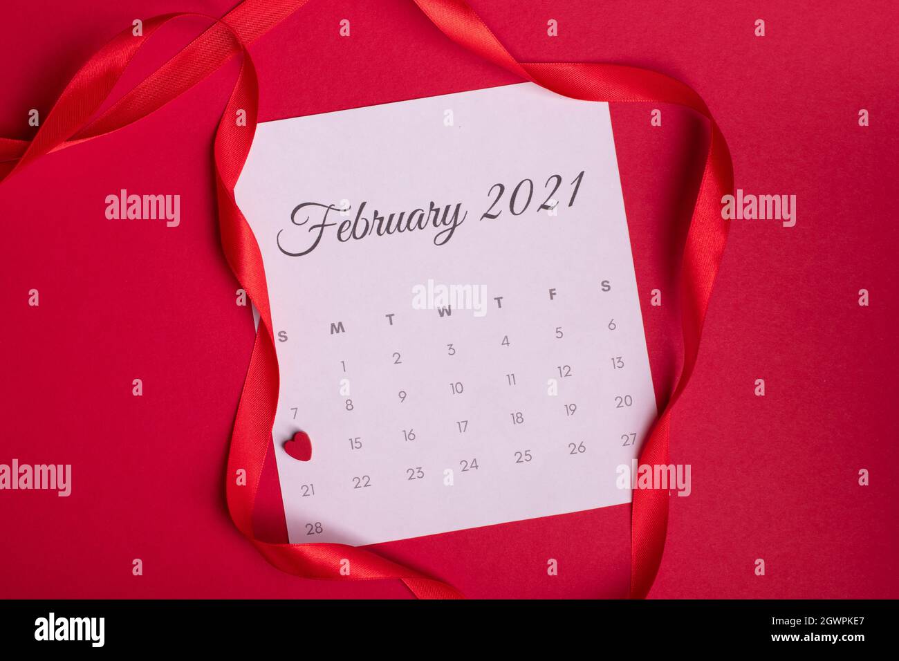 A Marked Date Of Valentine's Day In A Calendar Stock Photo - Alamy