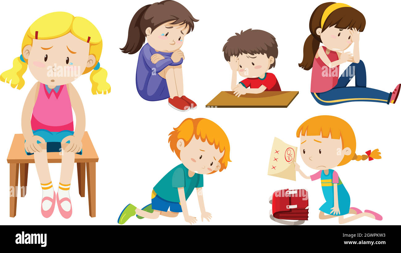 Set of depressed children Stock Vector Image & Art - Alamy