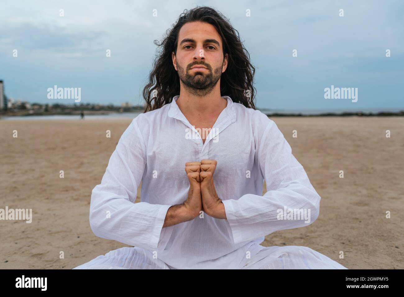 Hippie meditating outdoors hi-res stock photography and images - Alamy