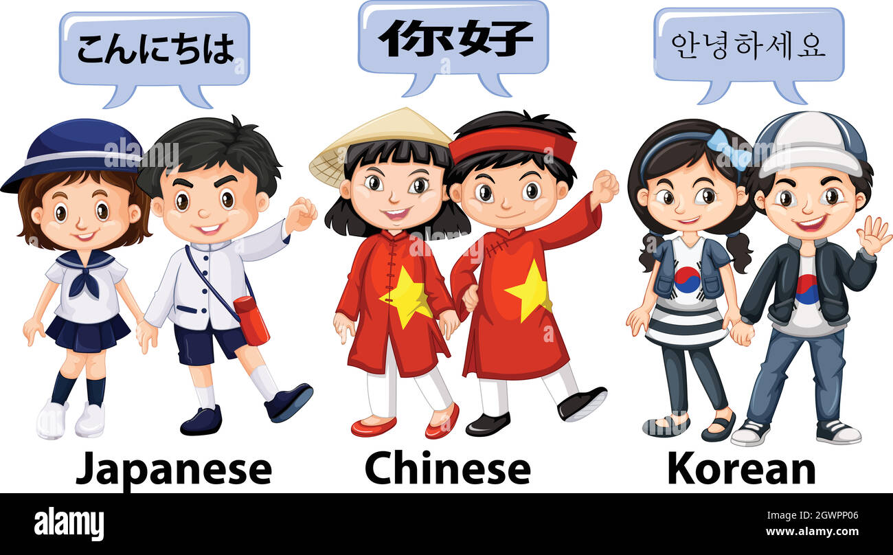 Kids from different countries in Asia Stock Vector Image & Art - Alamy