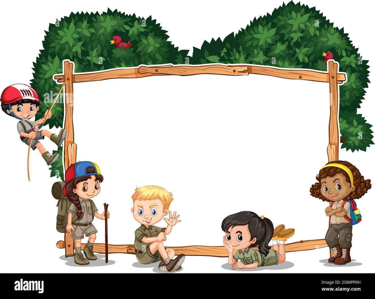 Frame template with kids camping in background Stock Vector Image & Art ...