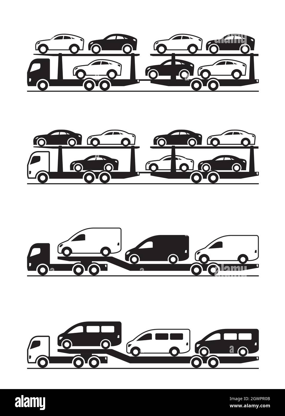 Truck carrying cars Stock Vector Images - Alamy