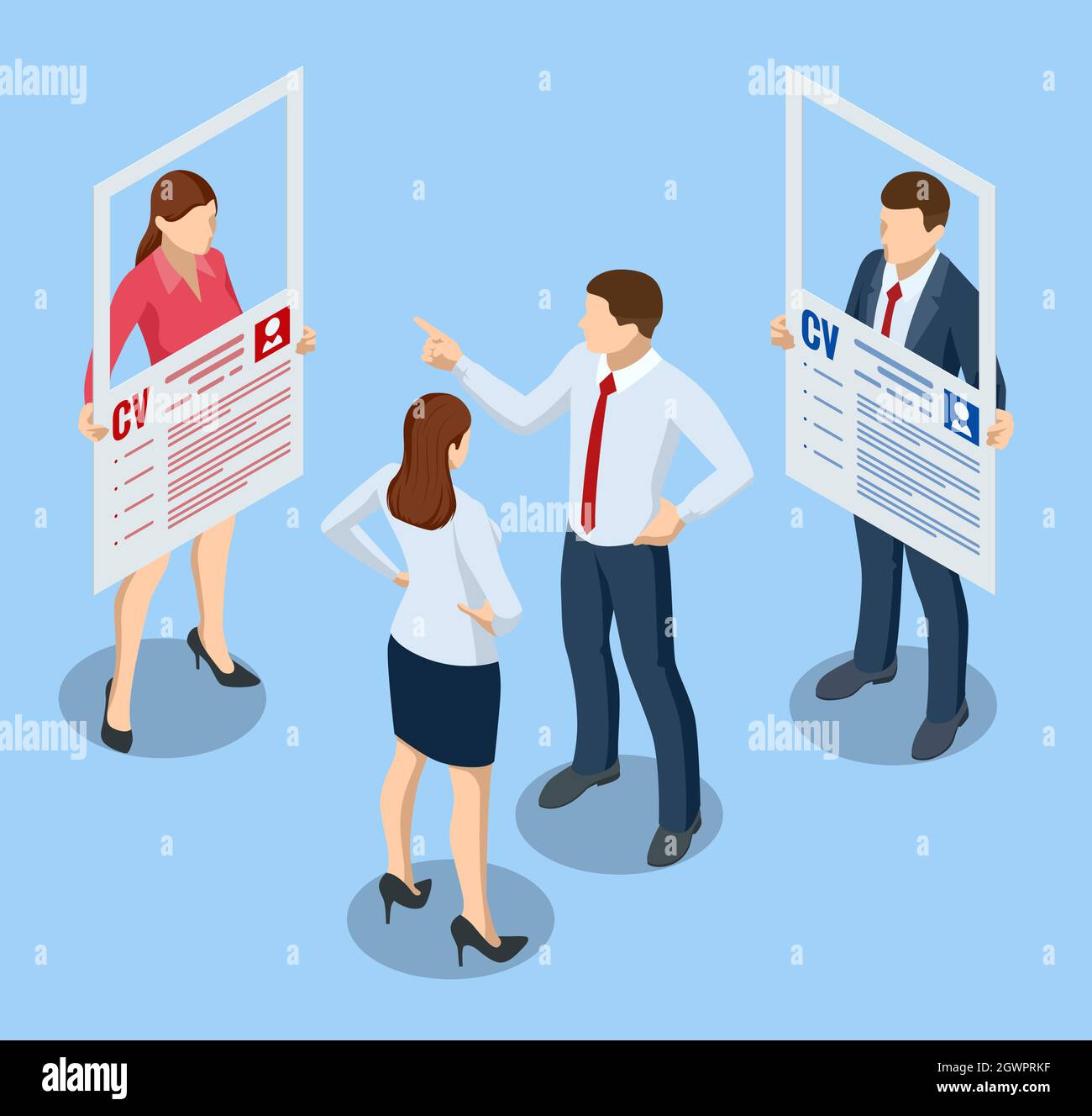 Isometric hiring and recruitment concept. HR job seeking. Online job ...