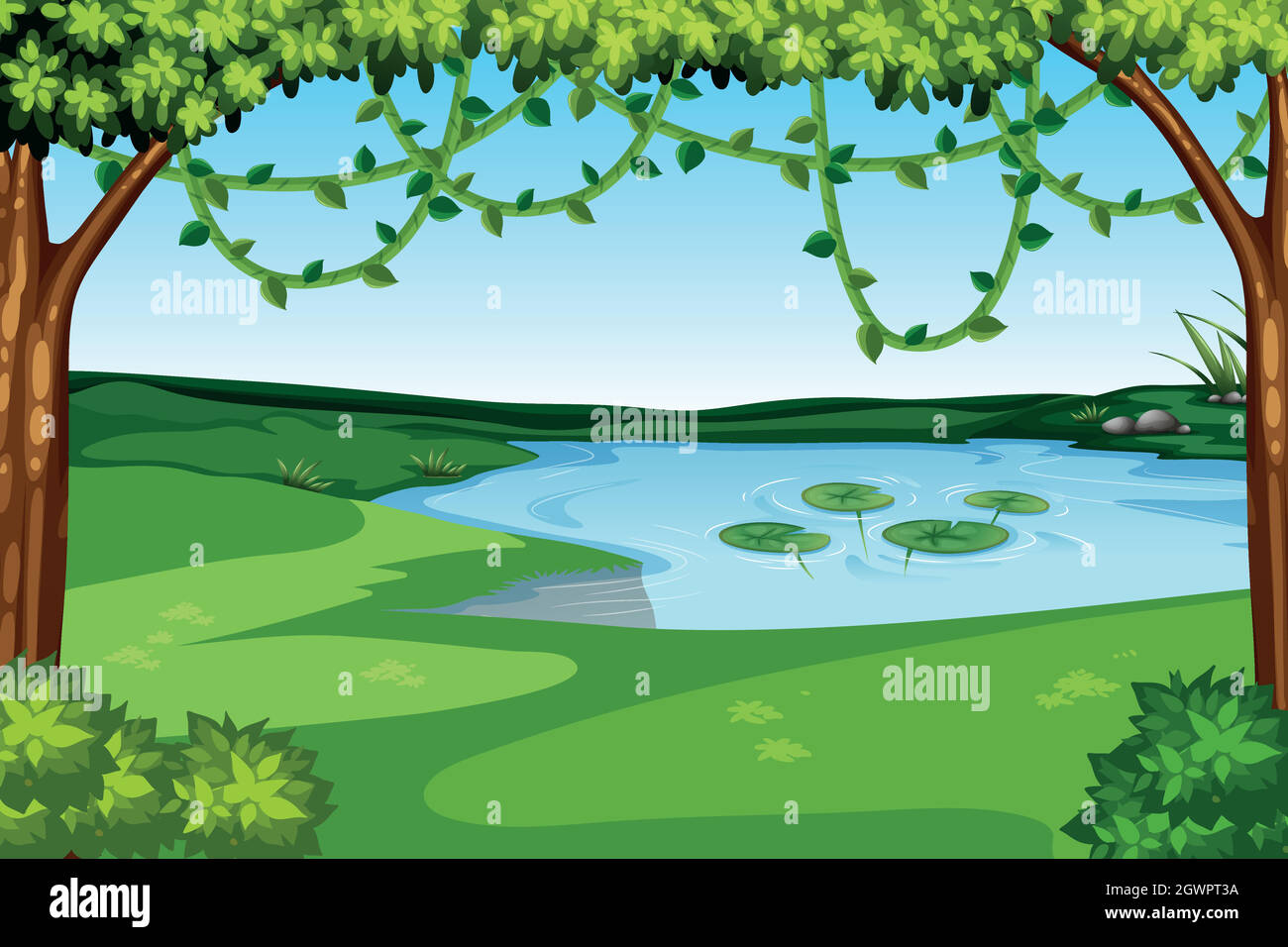 View mountain lake nature Stock Vector Images - Alamy