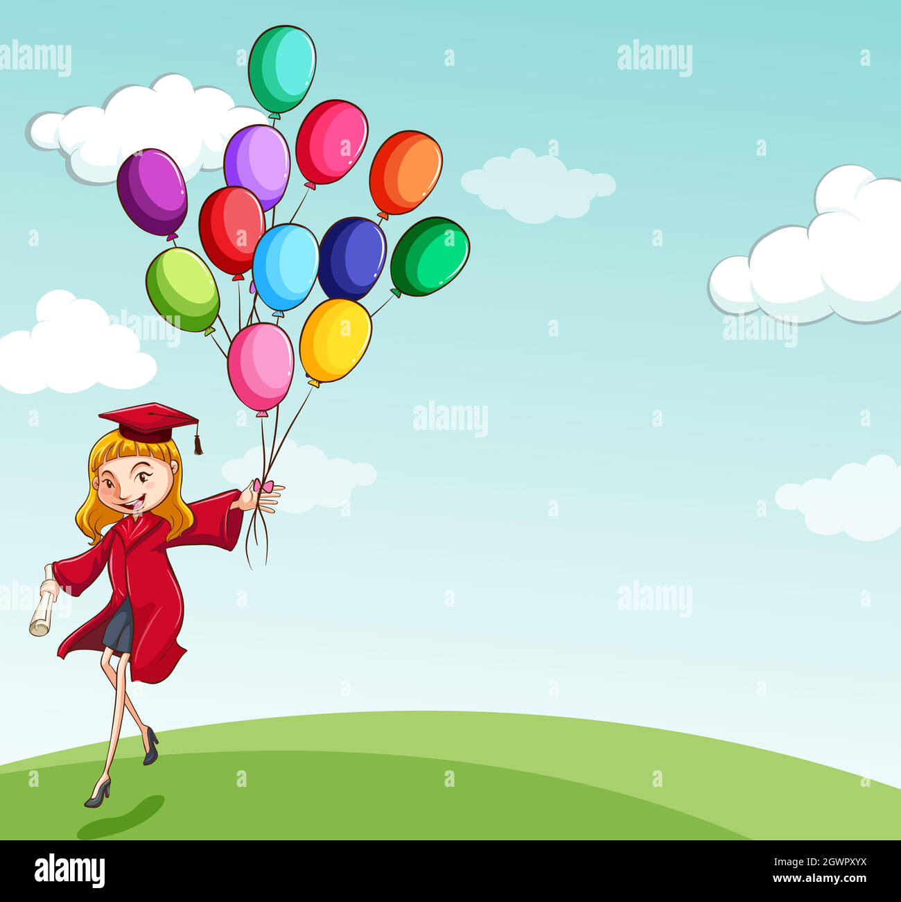 Cartoon graduate woman graduation gown hi-res stock photography and ...