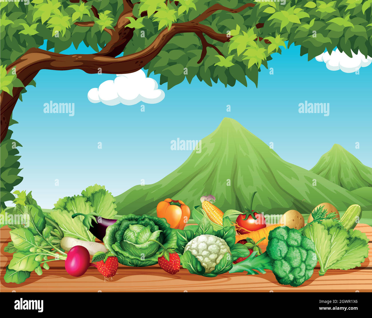 Fruits vegetables on food Stock Vector Images - Alamy