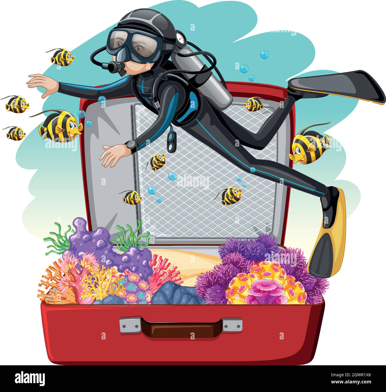 Cartoon man scuba diving hi-res stock photography and images - Alamy