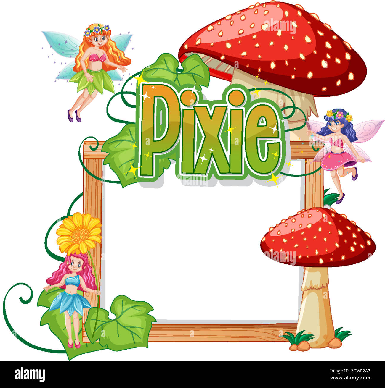 Pixie logos with blank banner on white background Stock Vector Image ...