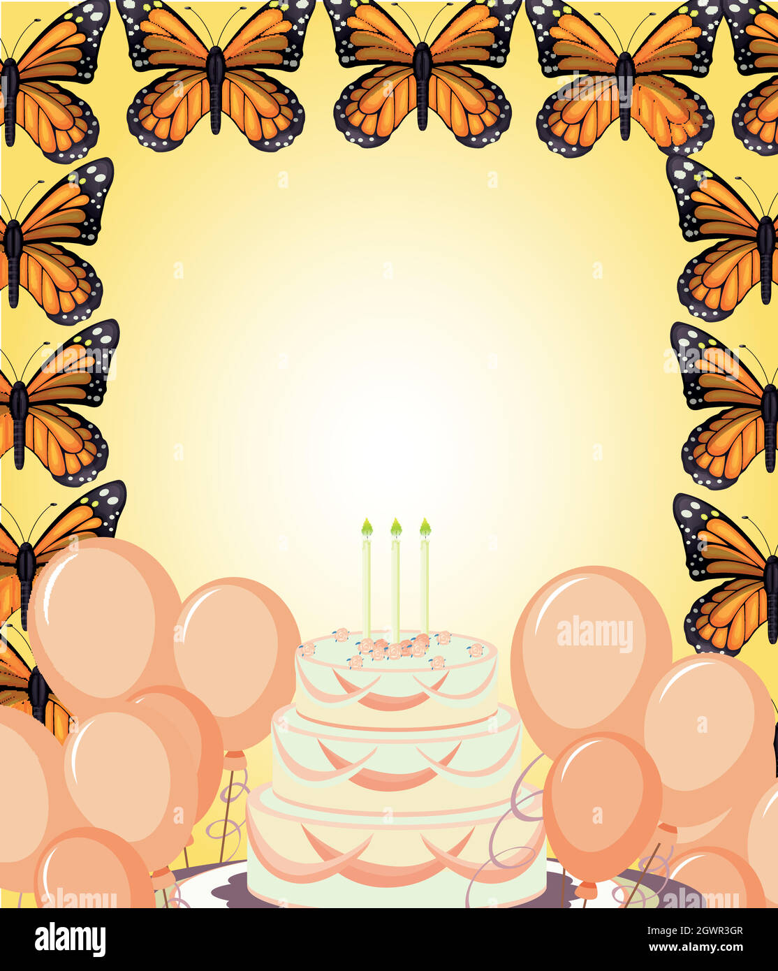 Birthday card with butterflys Stock Vector Image & Art - Alamy