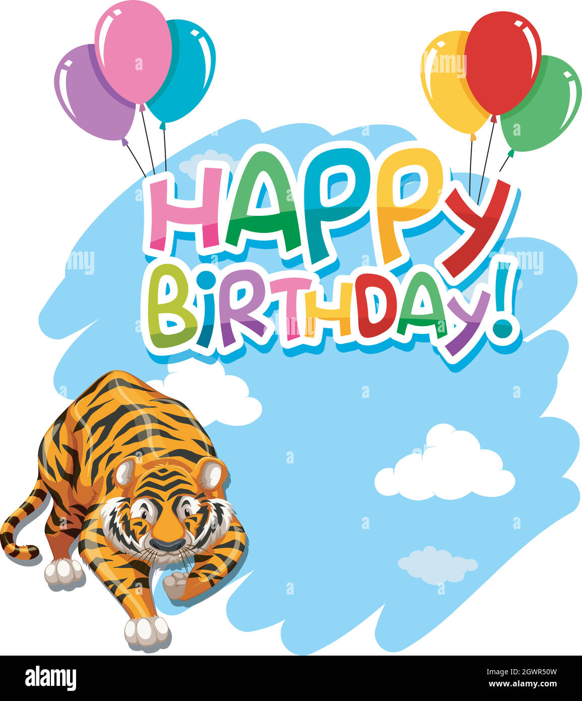 Happy birthday tiger card Stock Vector Image & Art - Alamy