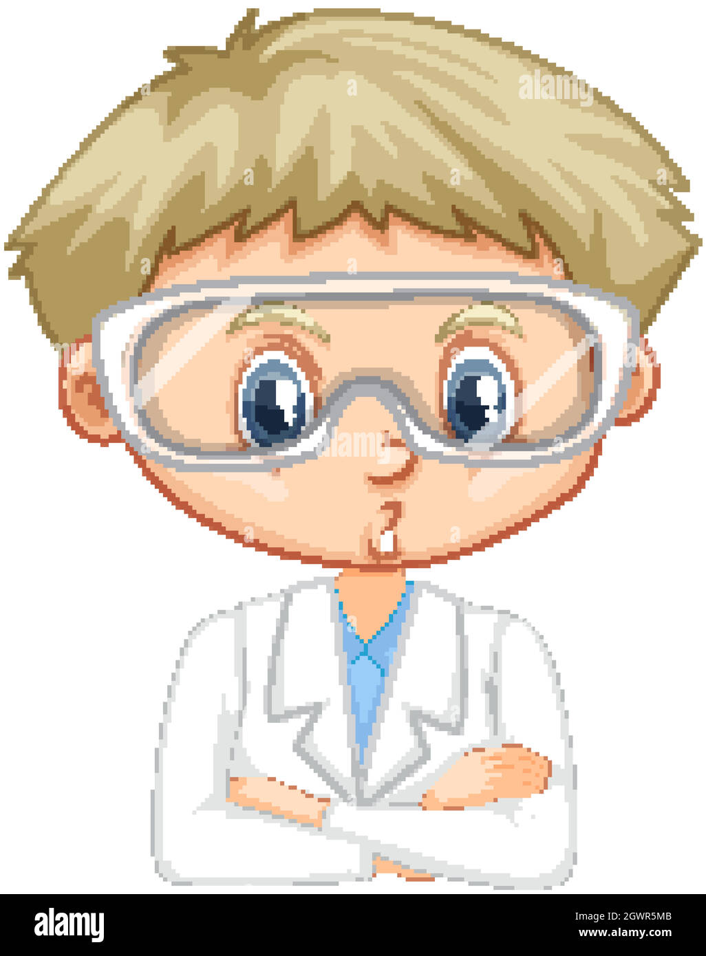 Boy wearing lab gown on white background Stock Vector Image & Art - Alamy