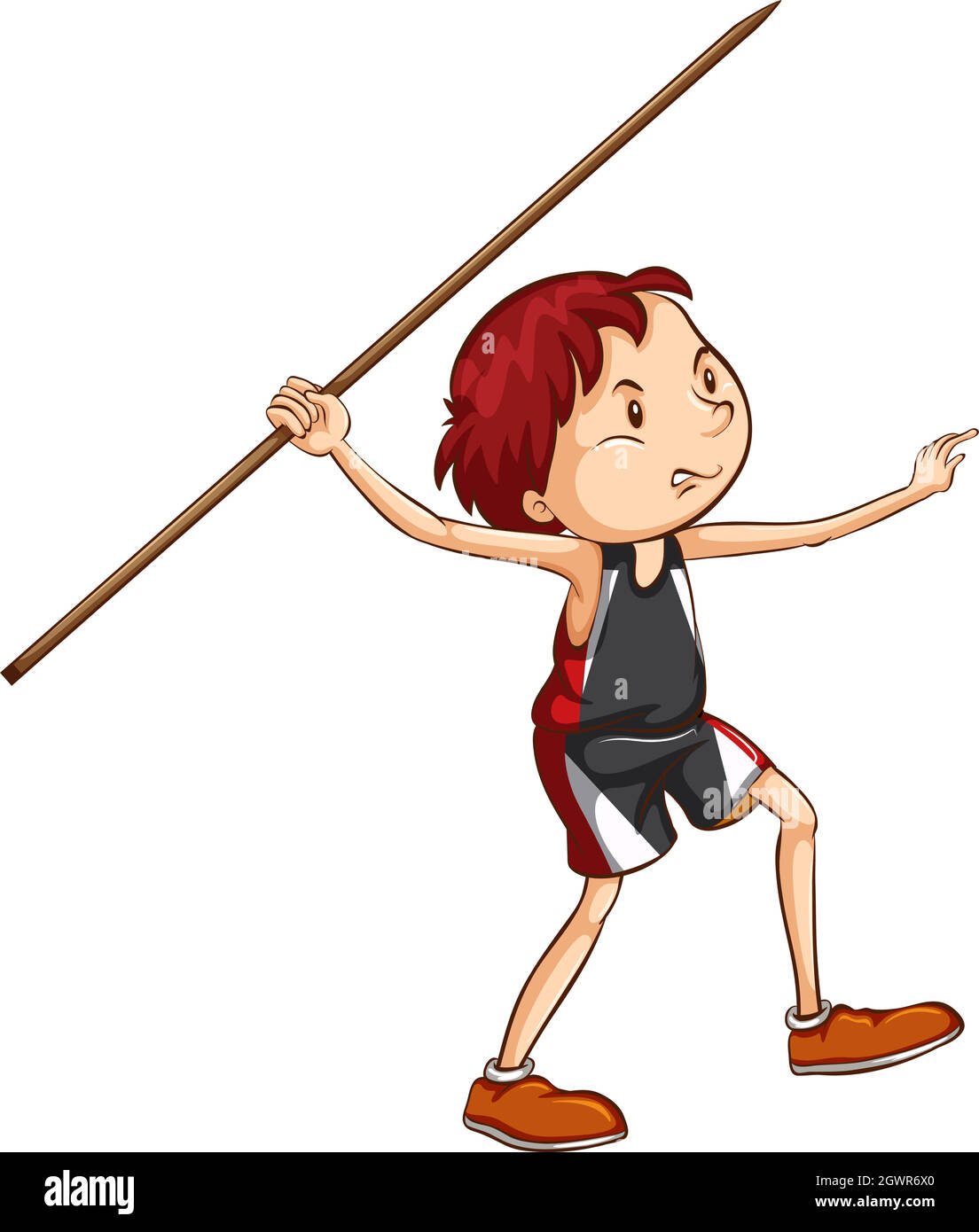 A simple sketch of a boy playing with the stick Stock Vector Image ...