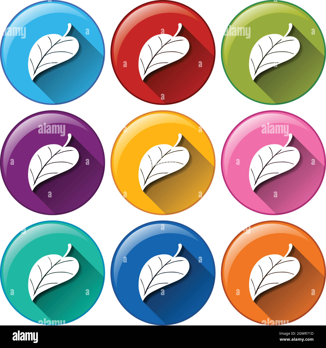 Round icons with leaves Stock Vector Image & Art - Alamy