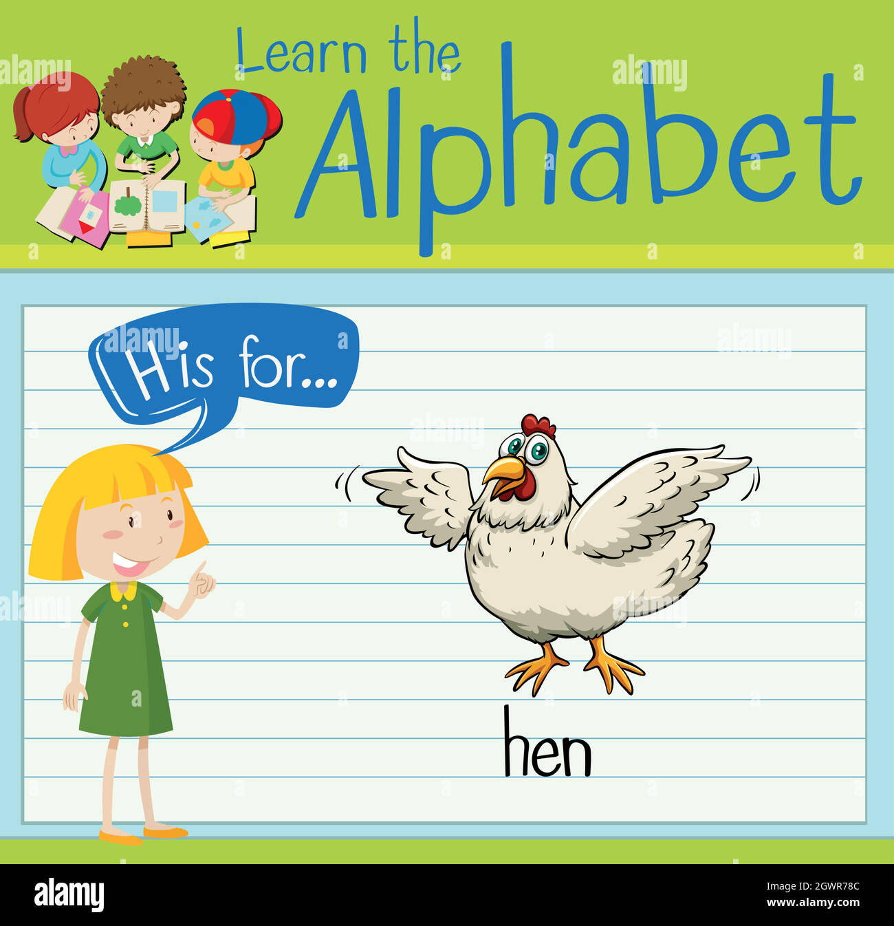 Flashcard letter H is for hen Stock Vector Image & Art - Alamy
