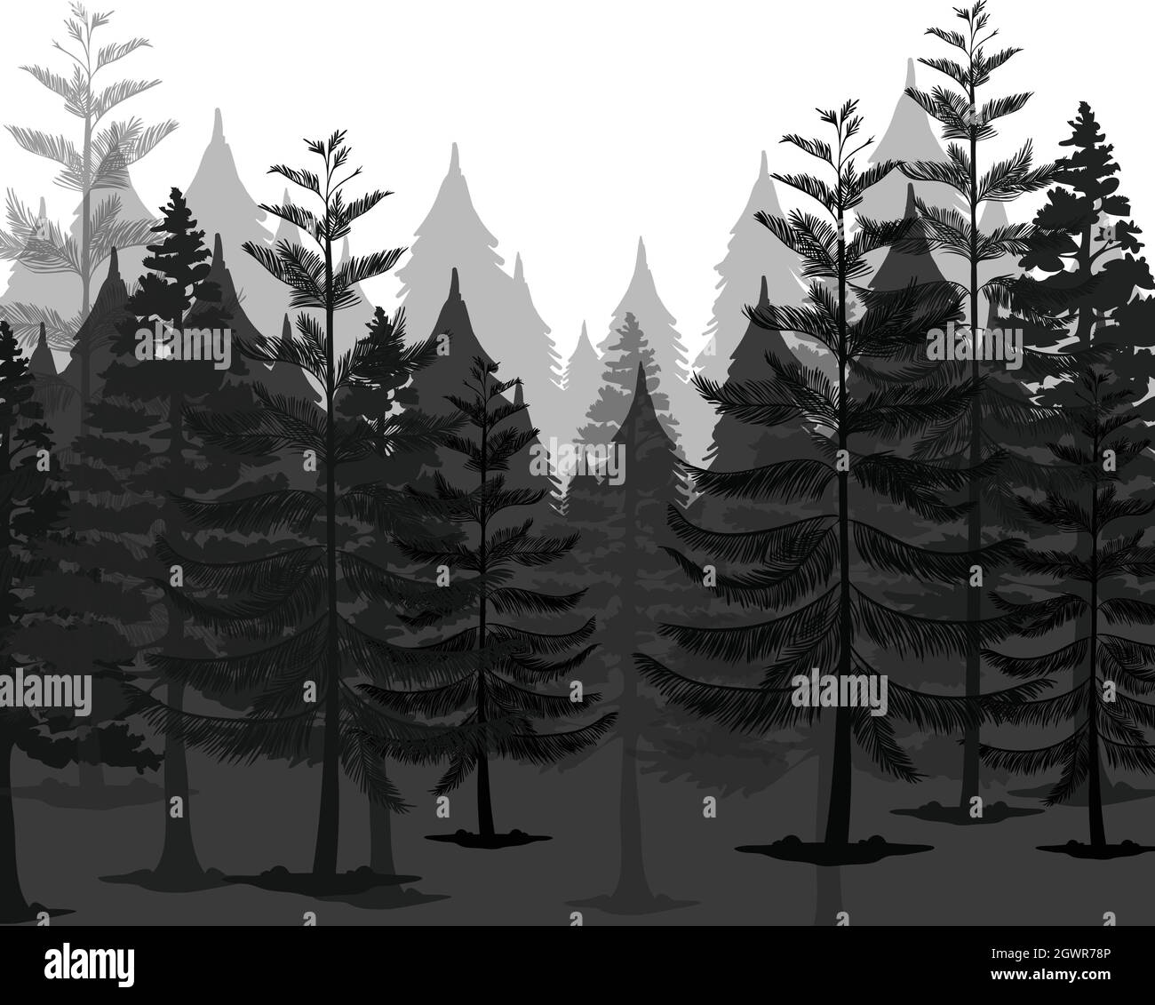 A Dark Mystery Forest Stock Vector Image & Art - Alamy