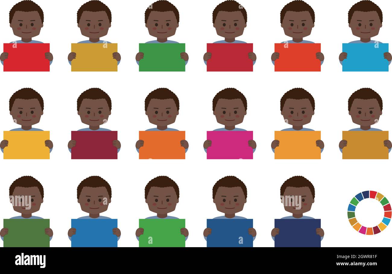 Men hold a panel of Sustainable Development Goals. Vector illustration ...