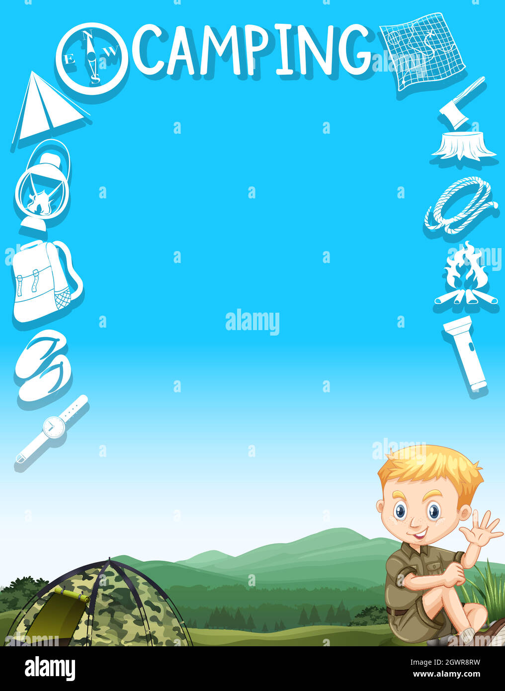 Border design with boy camping out Stock Vector Image & Art - Alamy