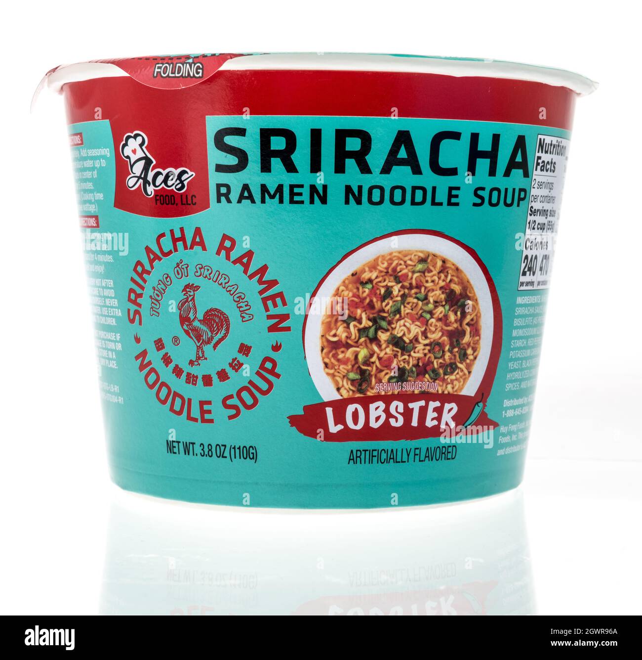 Winneconne, WI -5 September 2021: A package of Aces sriracha ramen ...